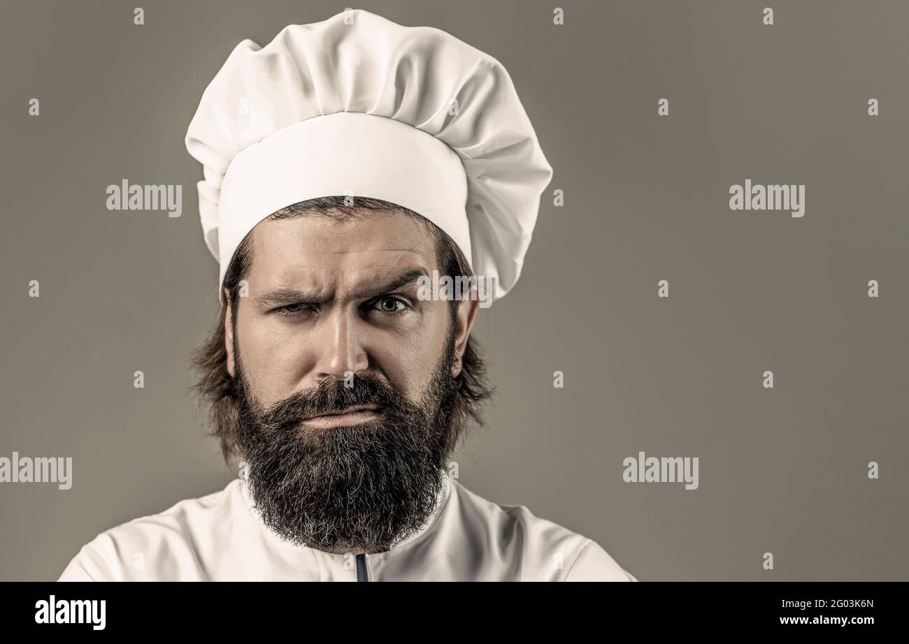 Bearded chef, cooks or baker. Bearded male chefs isolated. Confident ...