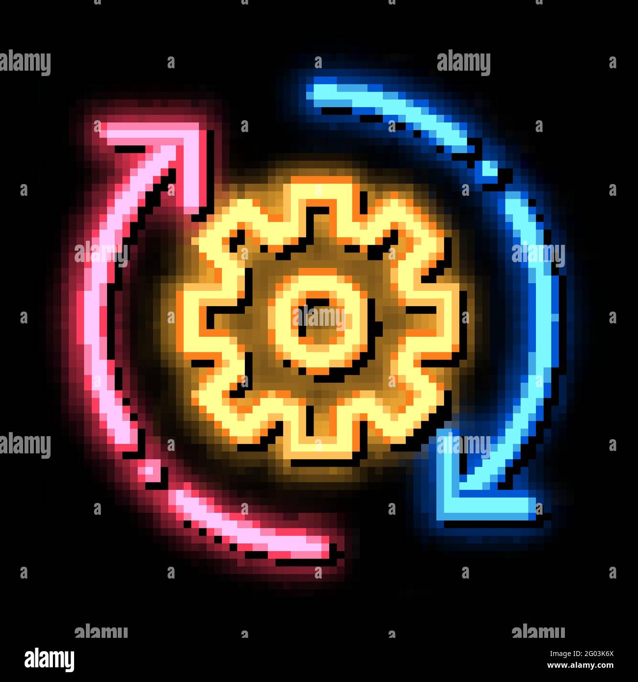 Gear And Arrows Around Agile Element neon glow icon illustration Stock ...