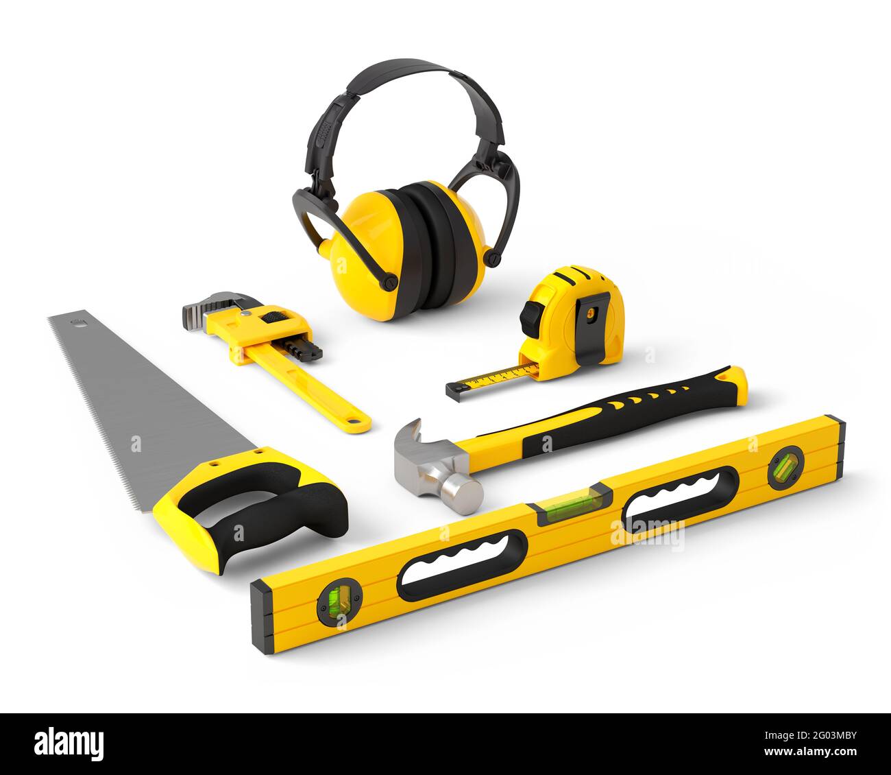 Set yellow realistic construction Cut Out Stock Images & Pictures - Alamy
