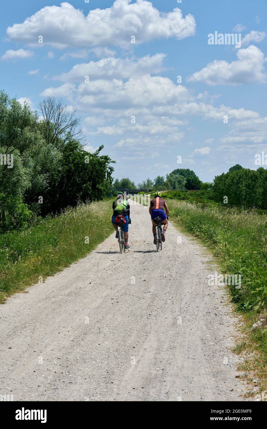 Marcaria (Mn),Italy, the bicycle path of the river Oglio Stock Photo ...