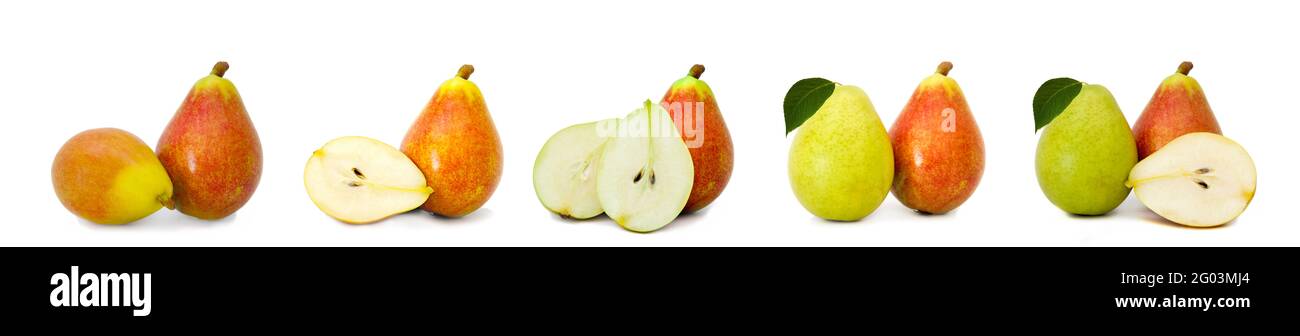 natural pears isolated and grouped on white background Stock Photo - Alamy