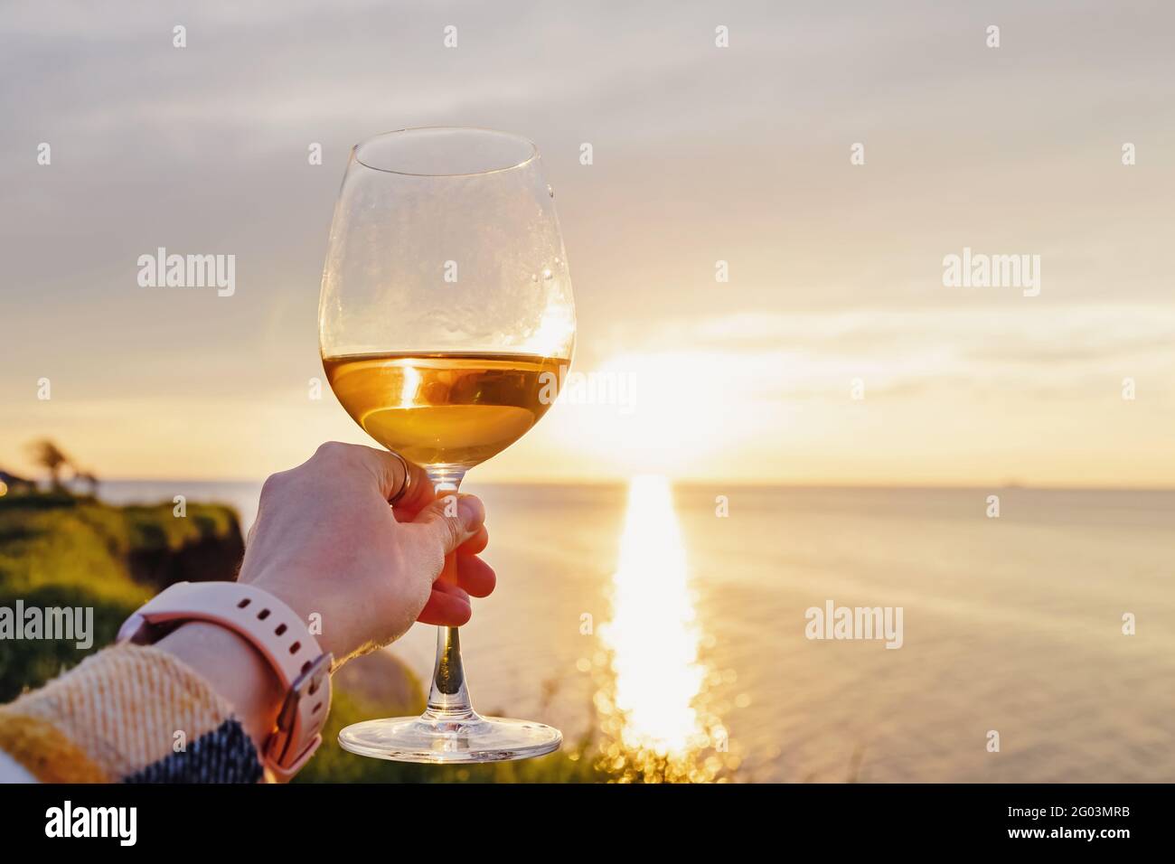 Hand holding glass wine picnic hi-res stock photography and images - Alamy
