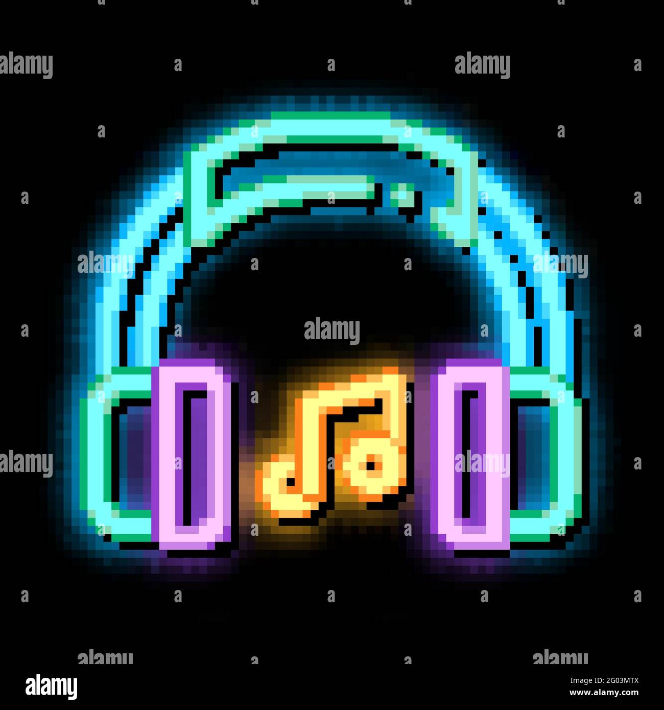 Music Headphones And Musical Notes neon glow icon illustration Stock ...