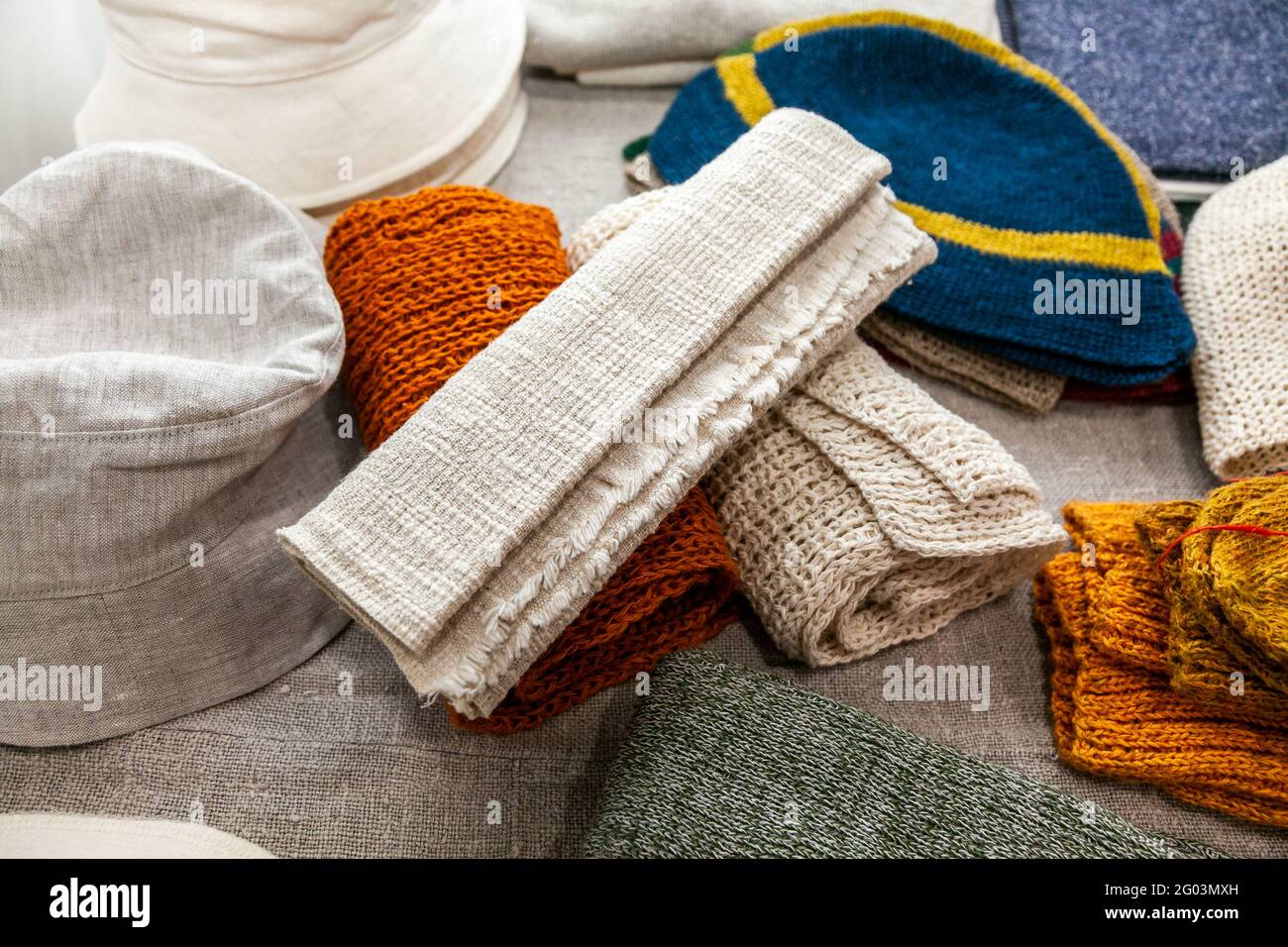 Clothing made from hemp fiber at the exhibition Stock Photo - Alamy