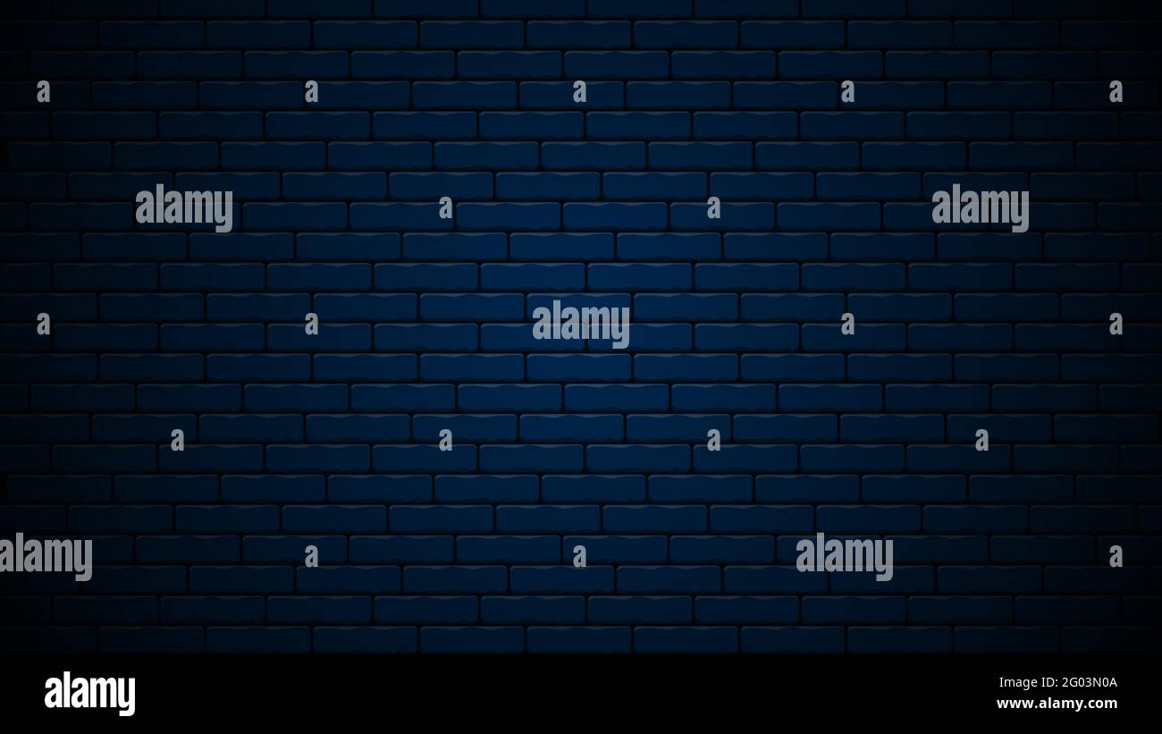 Dark blue nightly realistic brick wall. Navy blue brick background ...