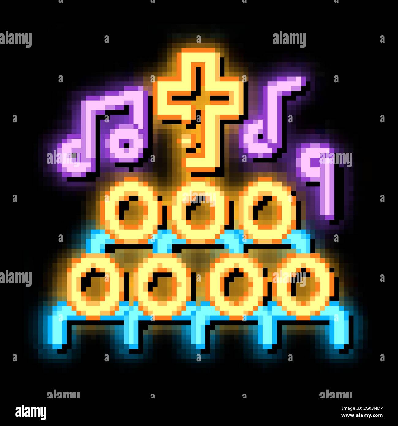 Church Choir Singing Song Concert neon glow icon illustration Stock ...