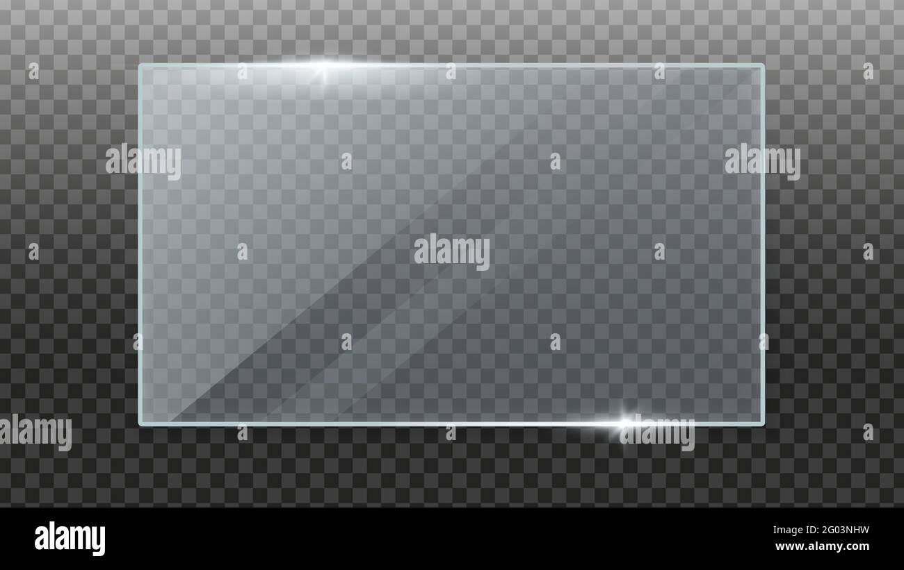 Realistic Window with Reflection. Glass plate on Transparent Background ...