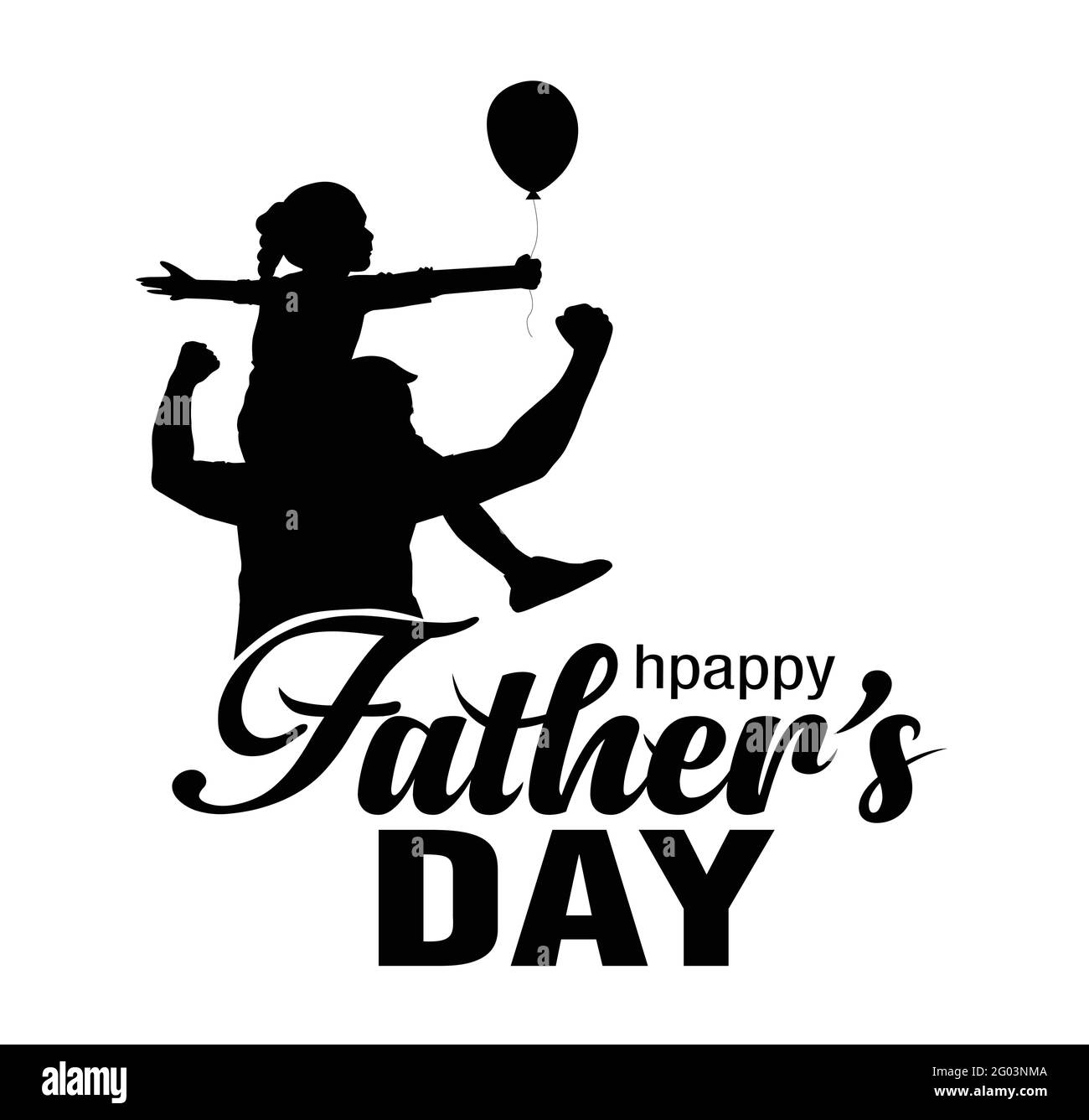 Dad and son silhouette. Happy Father's Day. Typographic design. Vector ...