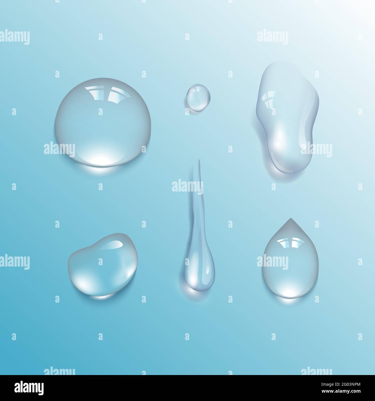Set of Realistic 3d Water drops on Gradient Background. Vector ...