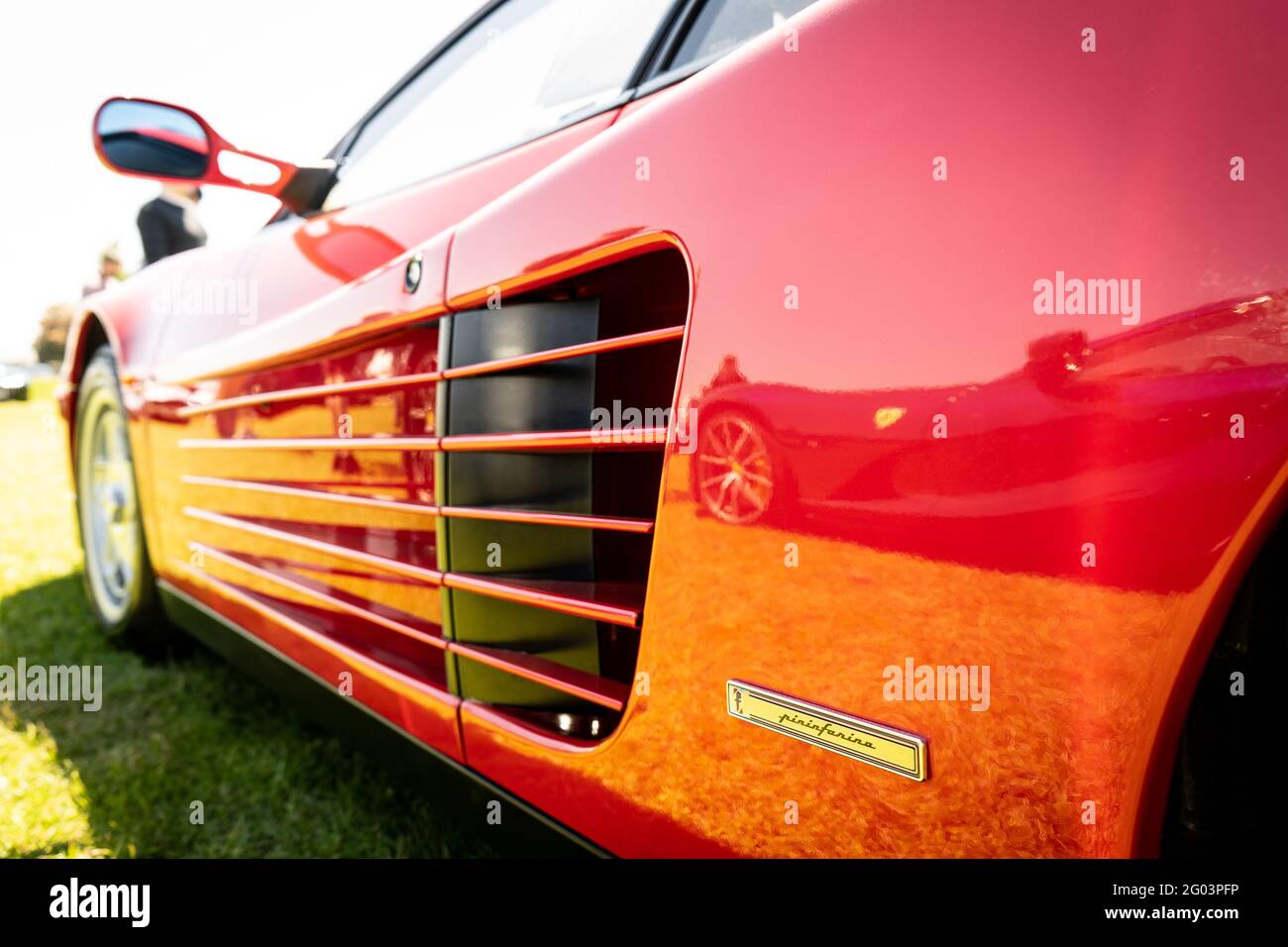 Ferarri Testarossa red side vents and reflection of other Ferrari Stock ...