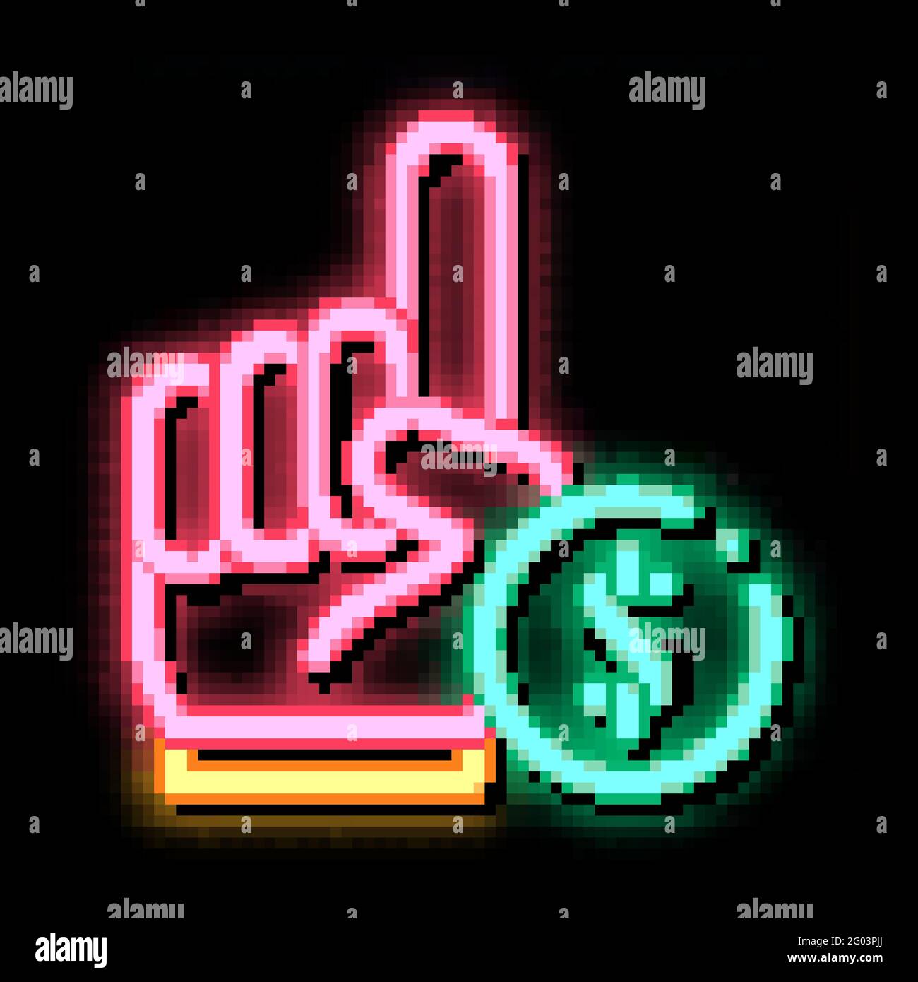 Hand Sign Money Betting And Gambling neon glow icon illustration Stock ...