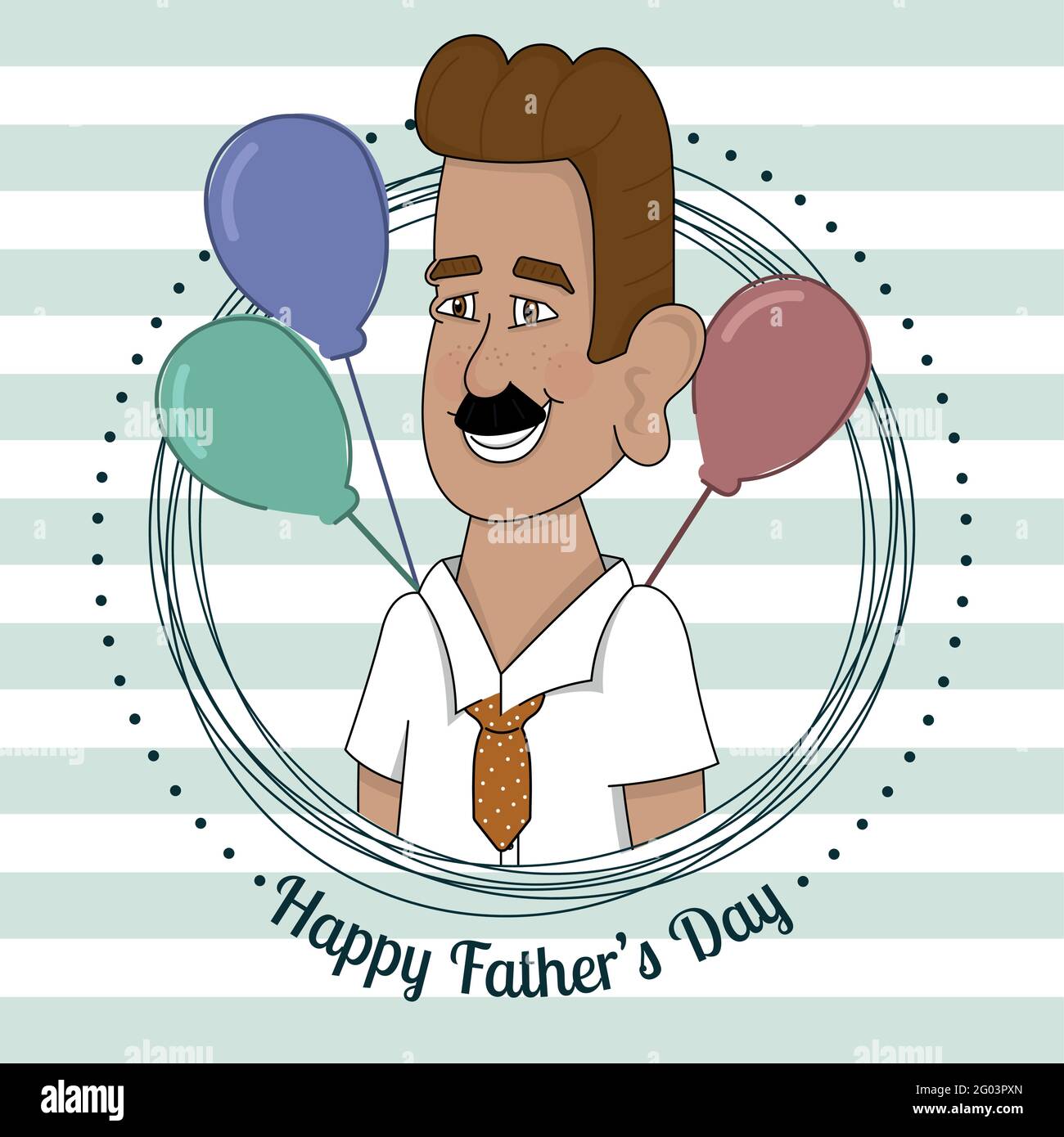 Isolated happy man with balloons on badge Father day poster Stock ...