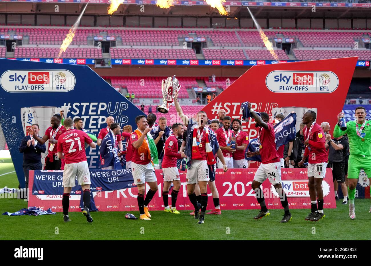 during the Sky Bet League Two playoff final match held at Wembley ...