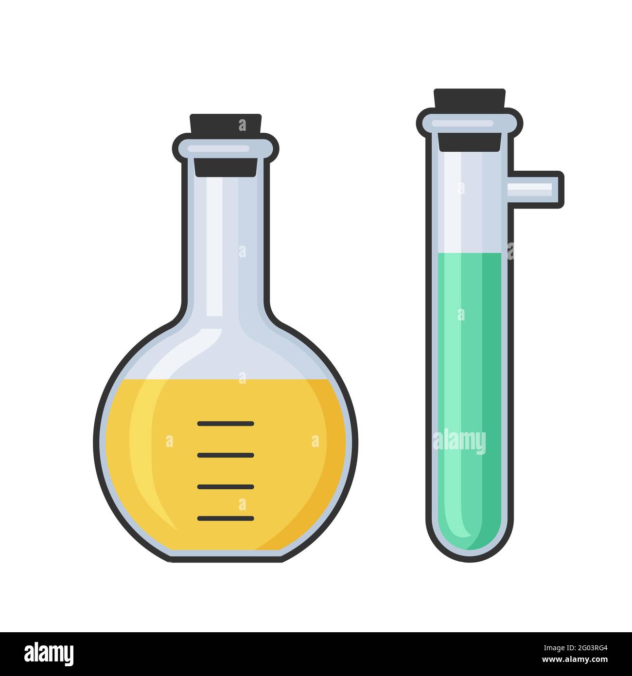 Chemistry science laboratory test glass tube and flask vector icon set ...