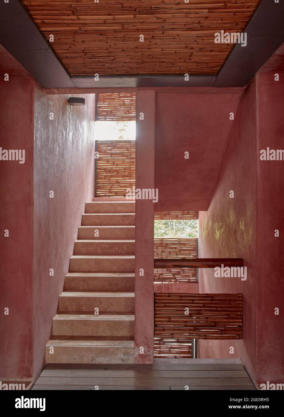 Public Corridor and stairs. Tulum Apartments, Tulum, Mexico. Architect ...