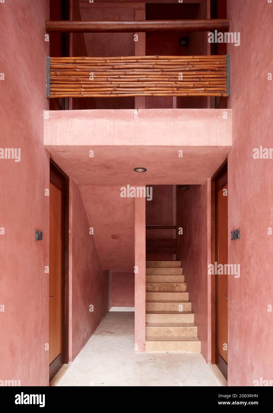 Public corridor and stairs. Tulum Apartments, Tulum, Mexico. Architect ...