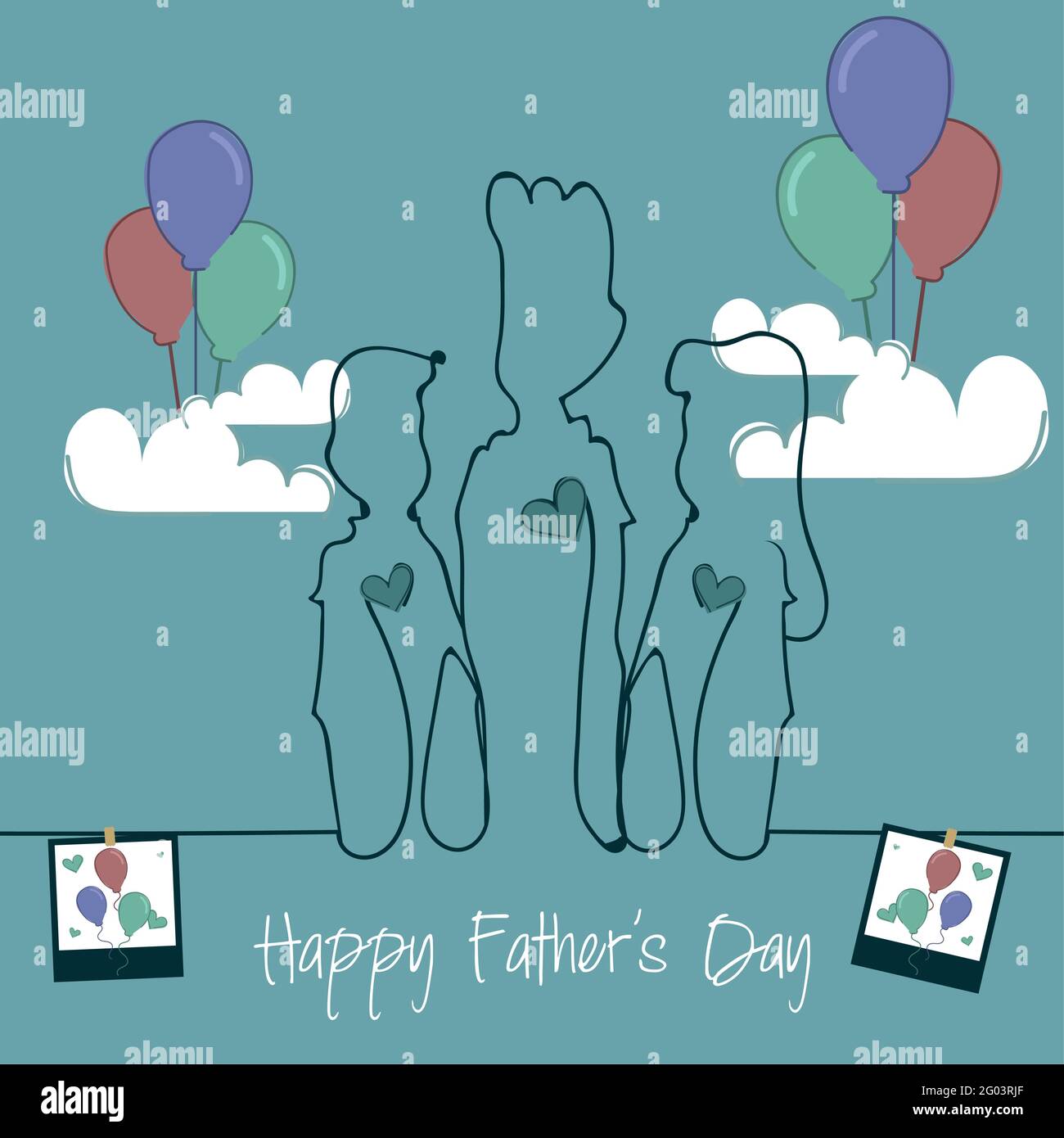 Outline of a father and his children Father day poster Stock Vector ...