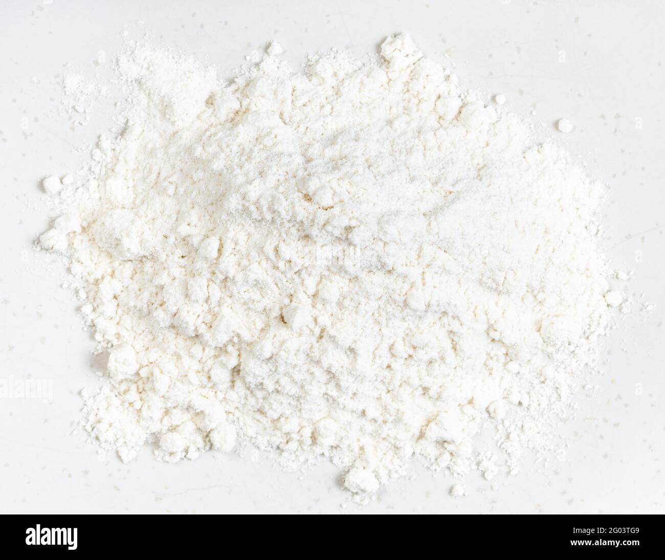 top view of pile of wheat flour close up on gray ceramic plate Stock ...