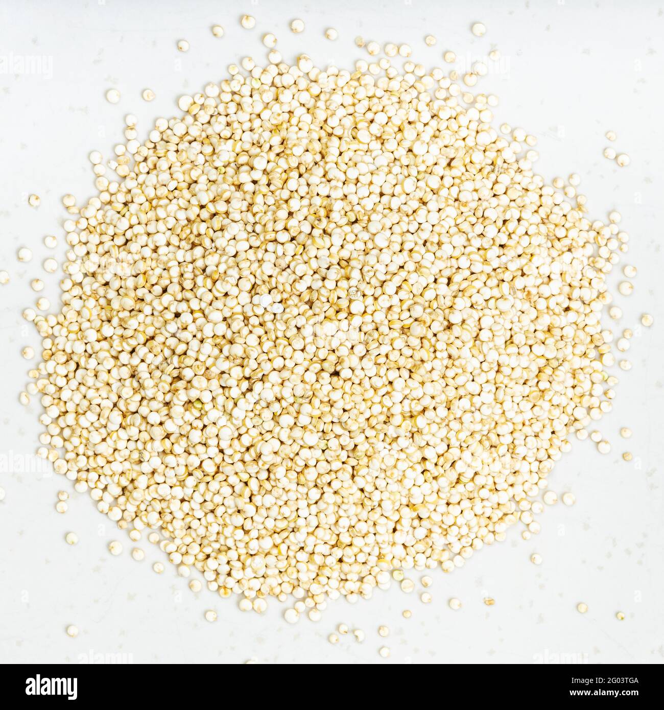 top view of pile of quinoa grains close up on gray ceramic plate Stock ...