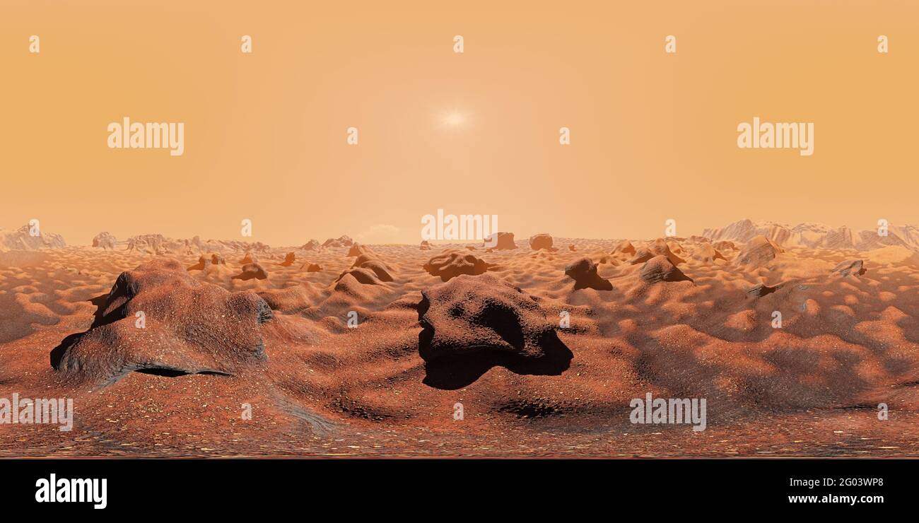 landscape of planet Mars, HDRI map, spherical panorama background, 8K ...