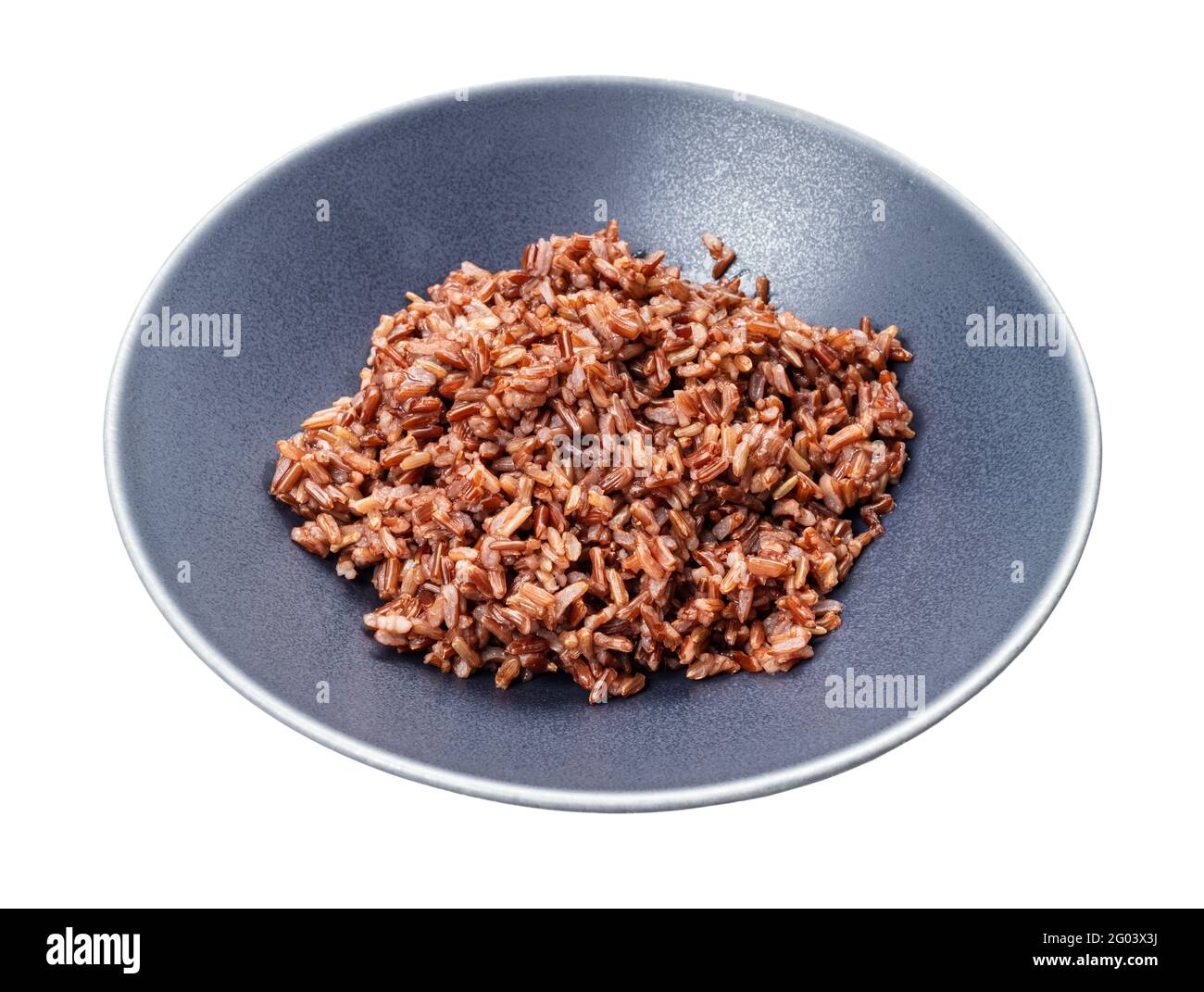 boiled red rice in gray bowl isolated on white background Stock Photo ...