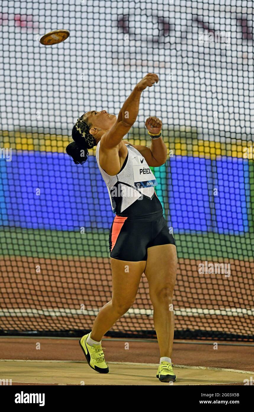 Yaime Perez (CUB) places second in the women's discus at 209-2 (63.75)m ...