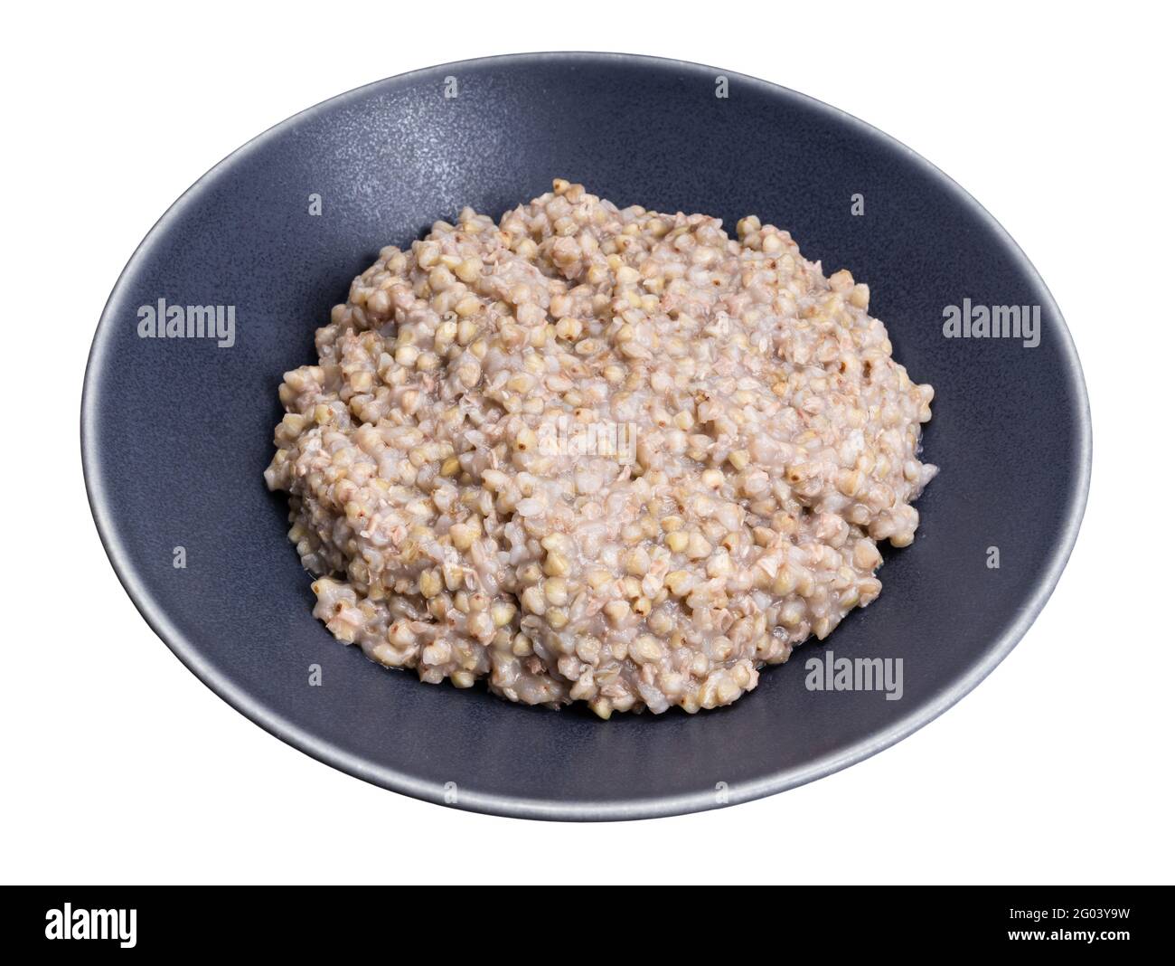 kasha from green buckwheat in gray bowl isolated on white background ...