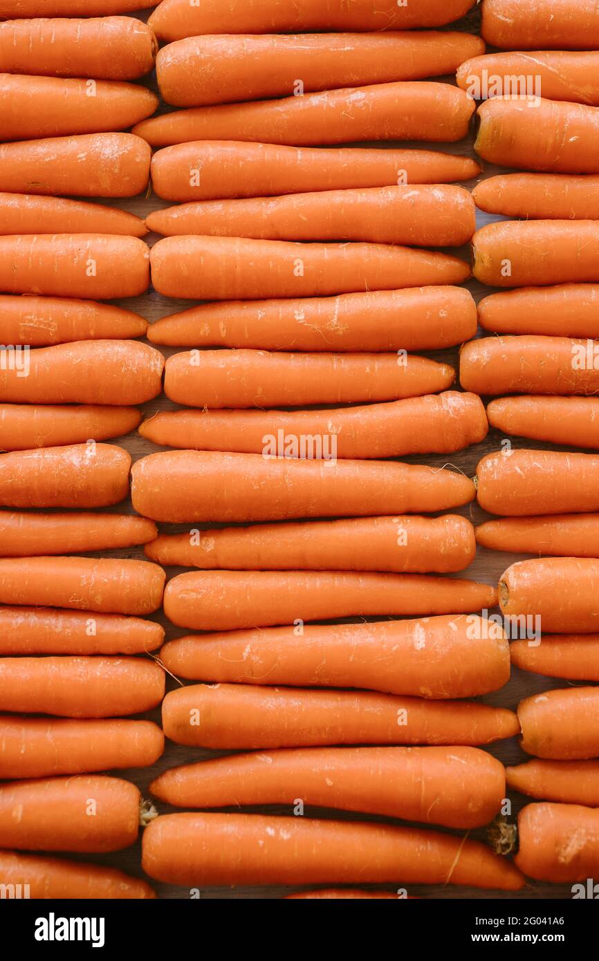 Organic carrots as texture and background. Top view. Organic and ...