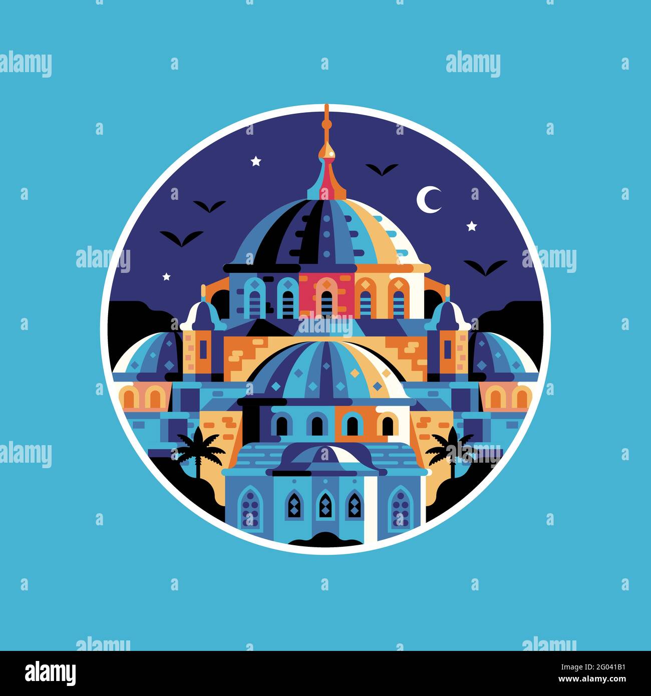 Istanbul Sultanahmet Blue Mosque Circle Icon Stock Vector Image & Art ...