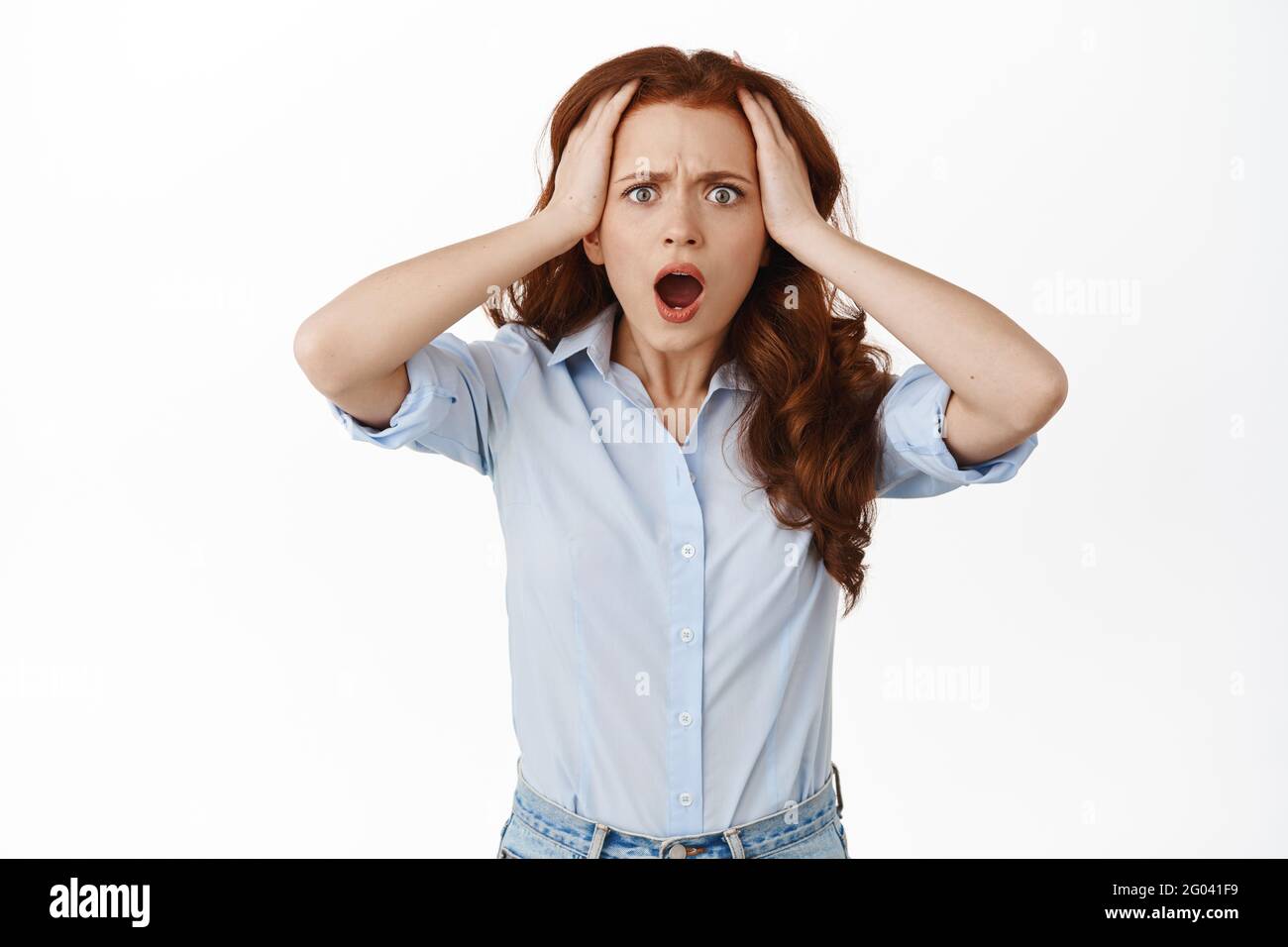 Woman hands face distressed hi-res stock photography and images - Alamy