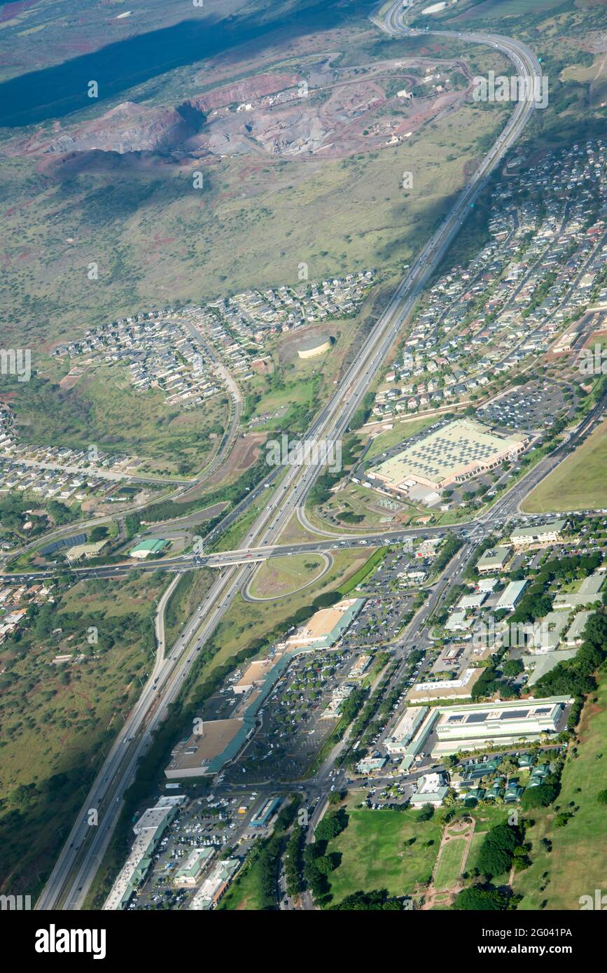Aerial view of Kapolei Hawaii. It is a planned community in Honolulu ...