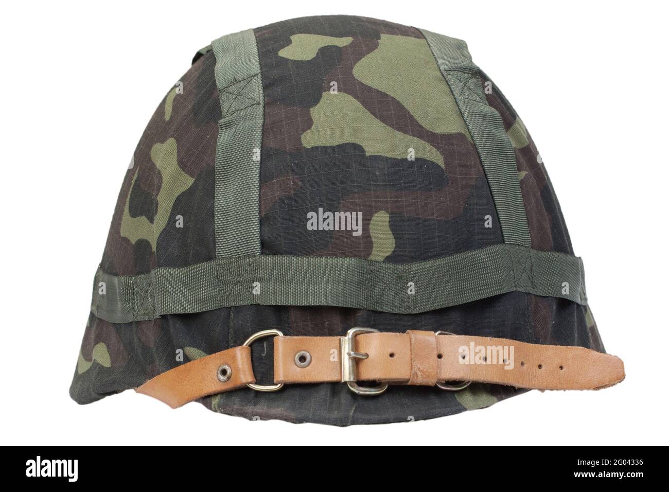 soviet army steel helmet with camouflage cover isolated on a white ...