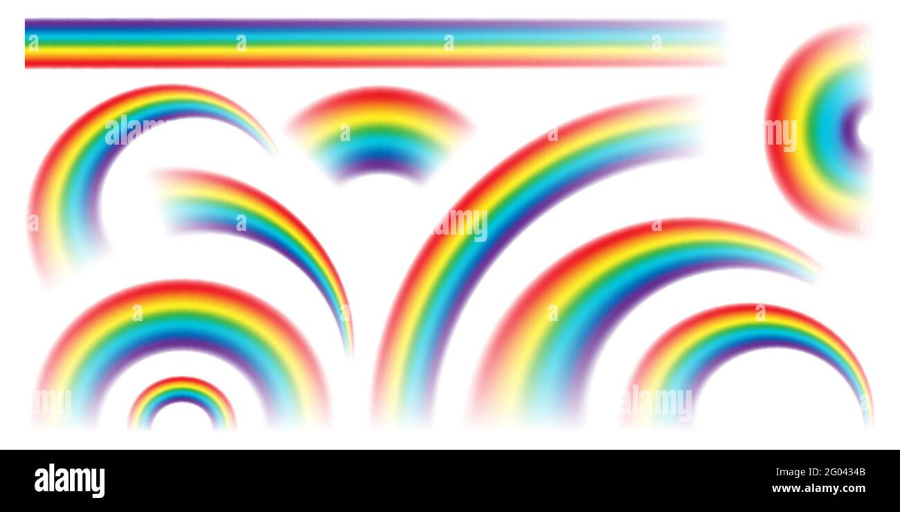 Colorful realistic rainbow collection isolated on white background ...