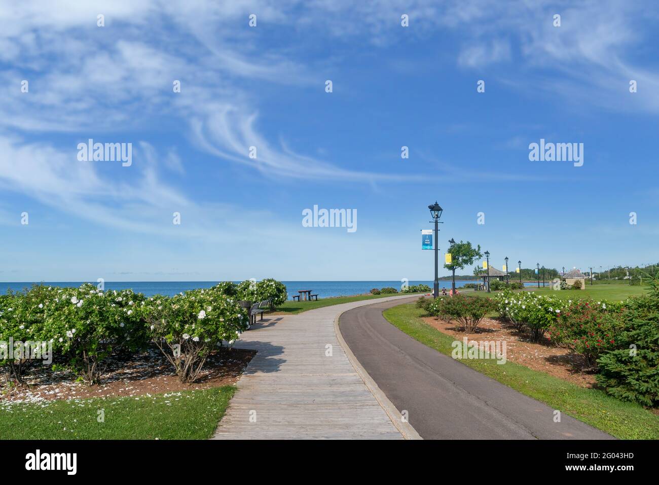 A boardwalk running along the waterfront of Summerside, Prince Edward ...