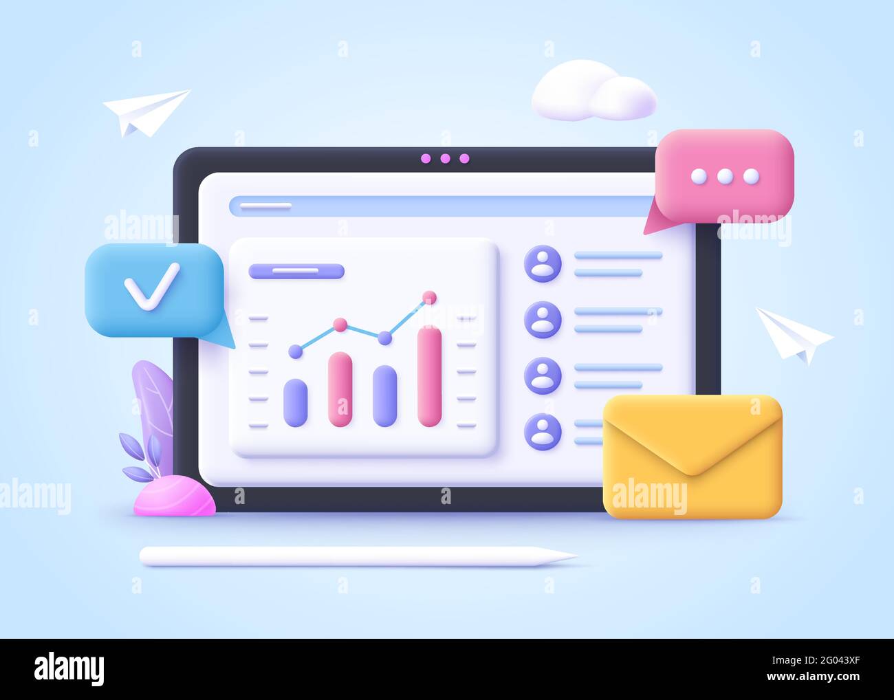 Assignments , analyzing data concept. 3d vector illustration Stock ...