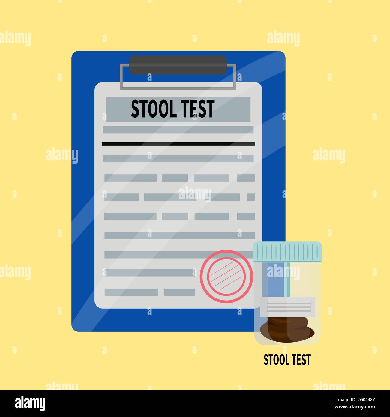 stool test Plastic jar and medical analysis form Stock Vector Image ...