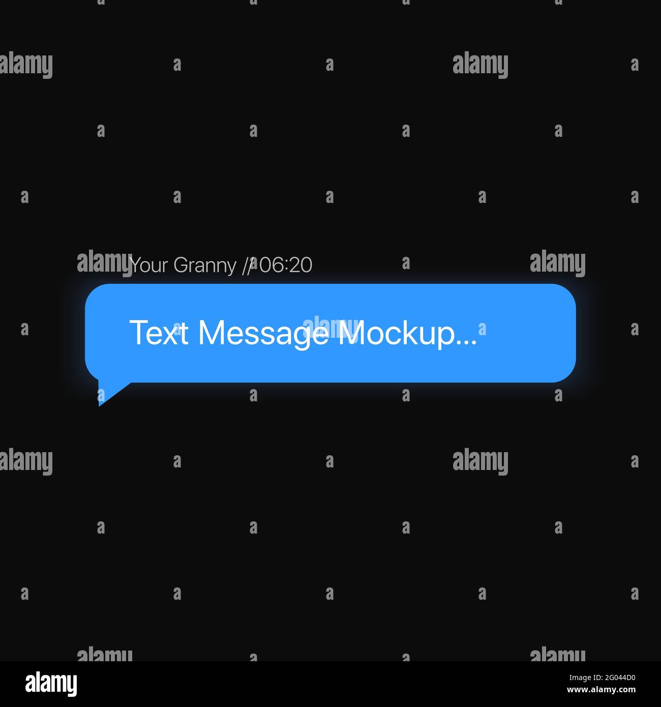 Simple Text Message Mockup to Your Granny. Isolated Blue SMS. Vector ...