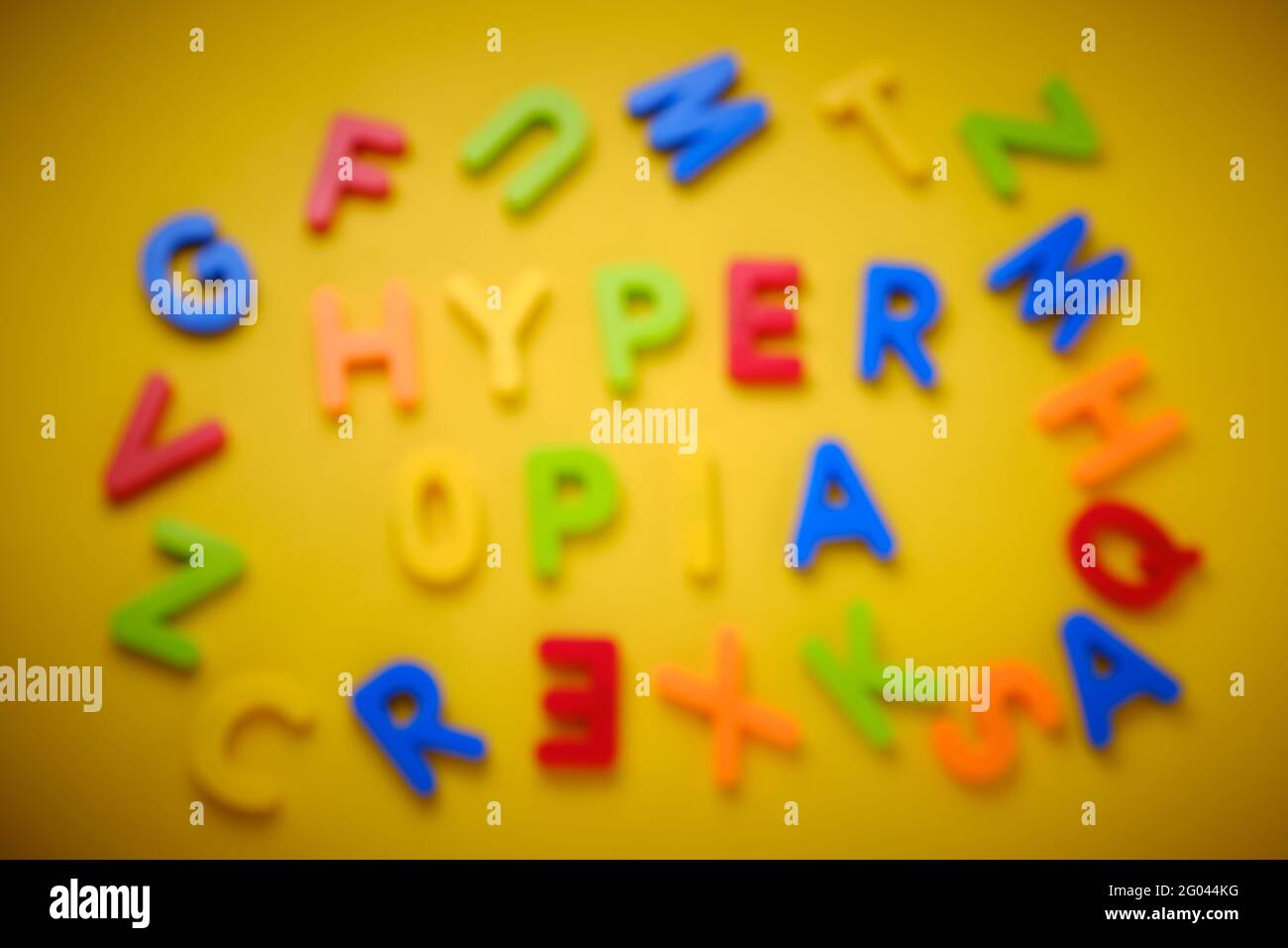 Word Hyperopia made of multi colored plastic letters Stock Photo - Alamy