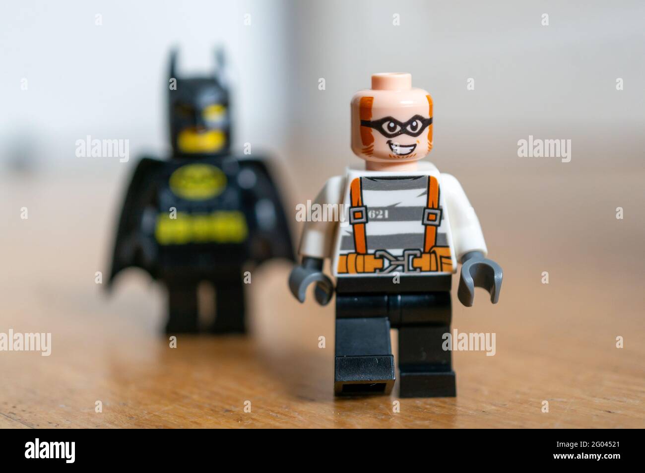POZNAN, POLAND - May 30, 2021: Lego Batman and thief figurine standing ...