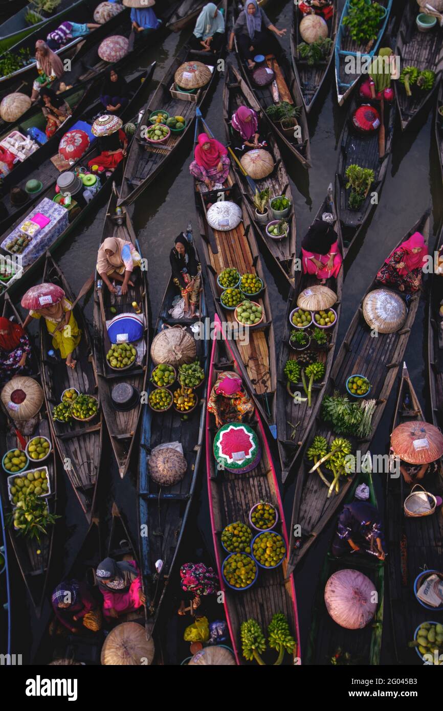 Famous Traditional Floating Market in Indonesia Stock Photo - Alamy