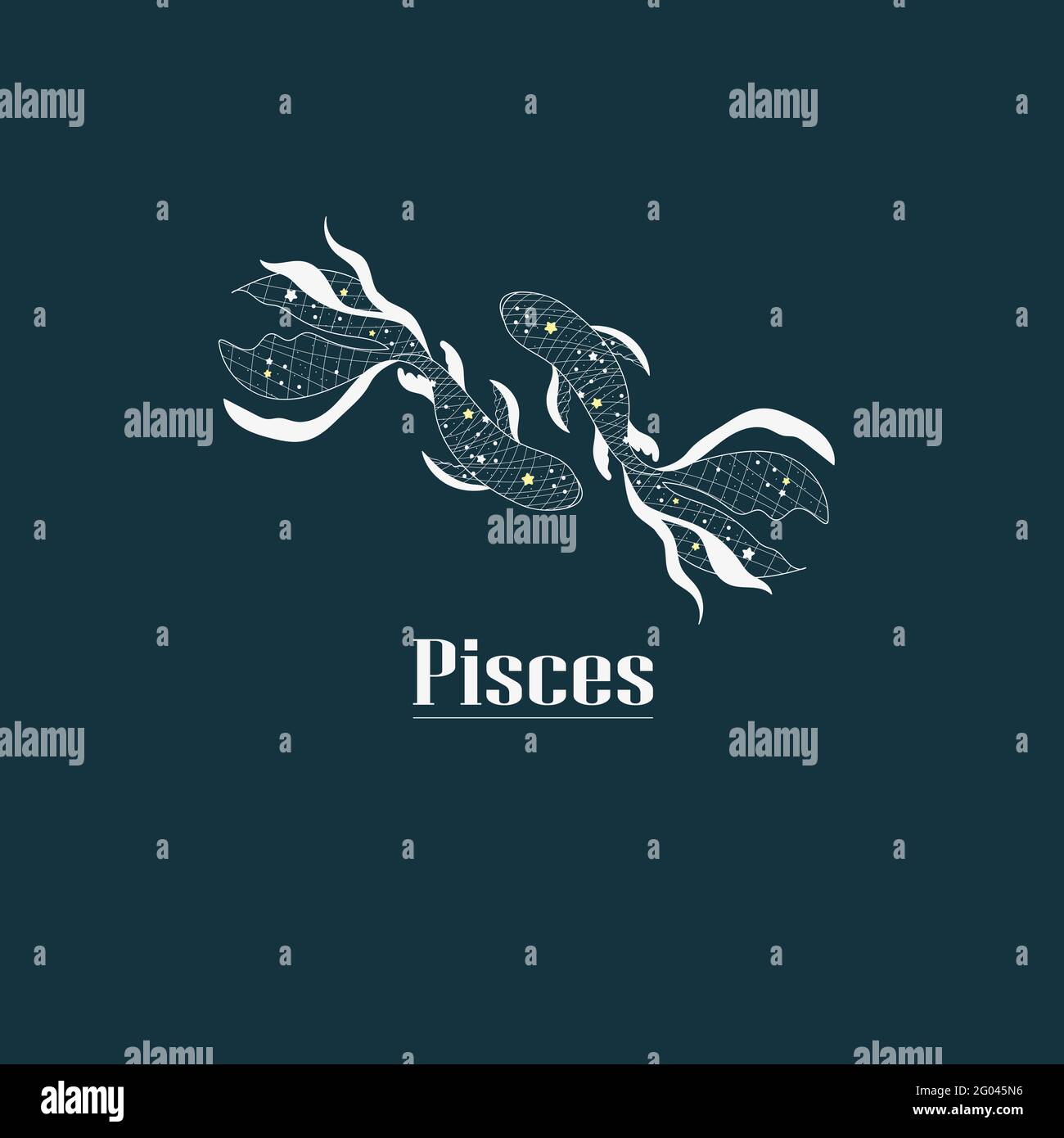 Pisces. Zodiac sign design. Zodiac design with star grid. Abstract ...