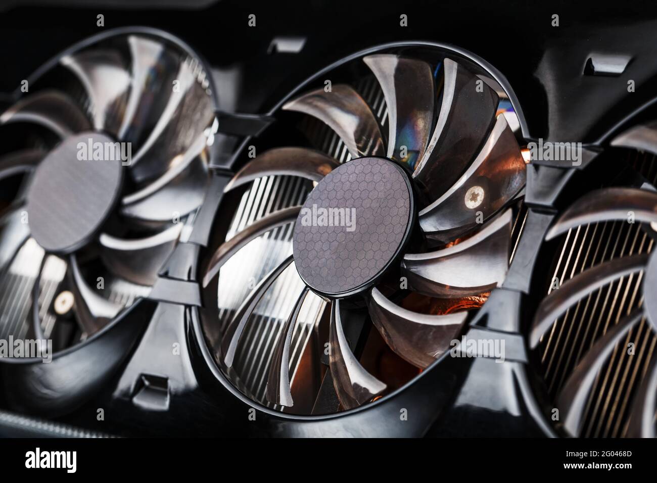 Game video card Cooler blades Selective close-up focus. Progressive ...