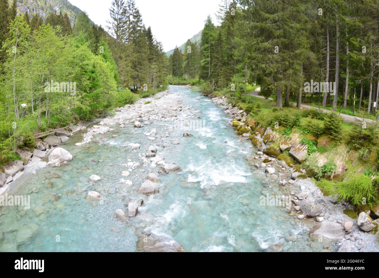 Amazing View of Lakes and streams at Dolomites mountains In the Alps ...