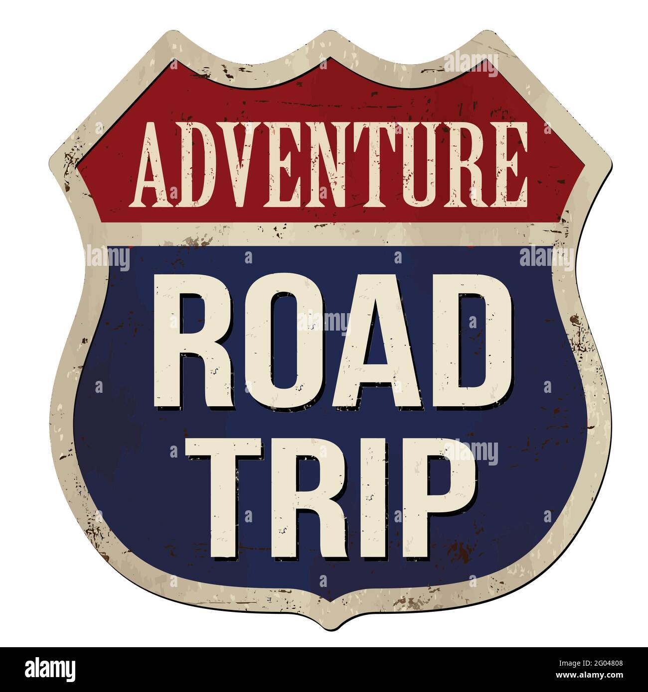Road trip vintage rusty metal sign on a white background, vector ...