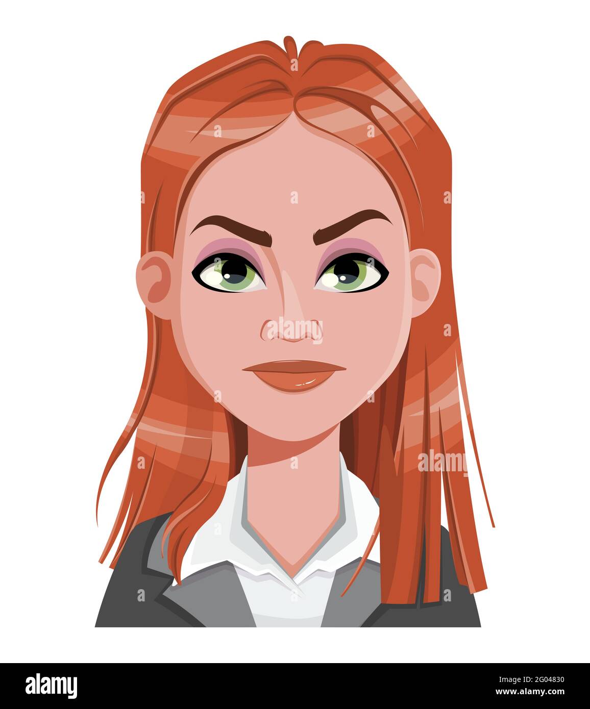 Face Expression Of Beautiful Redhead Woman Angry Female Emotion Cute Cartoon Character In