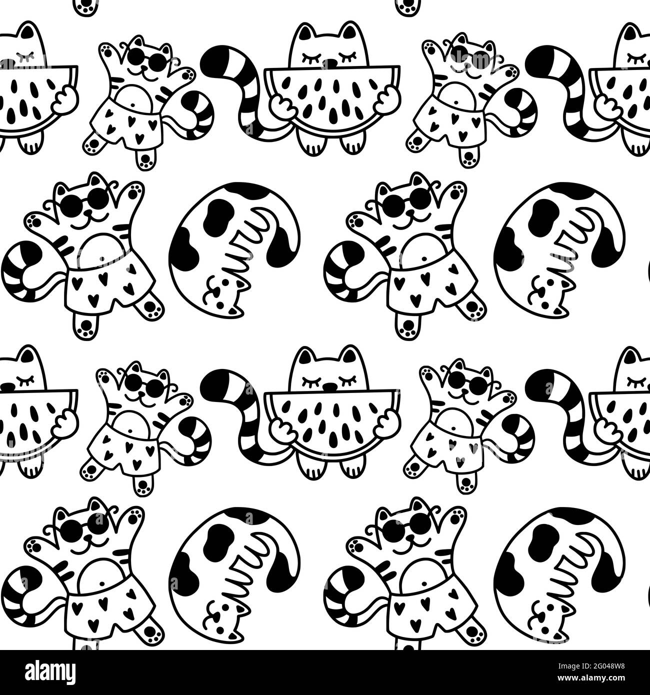 Seamless pattern with summer cats Stock Vector Image & Art - Alamy