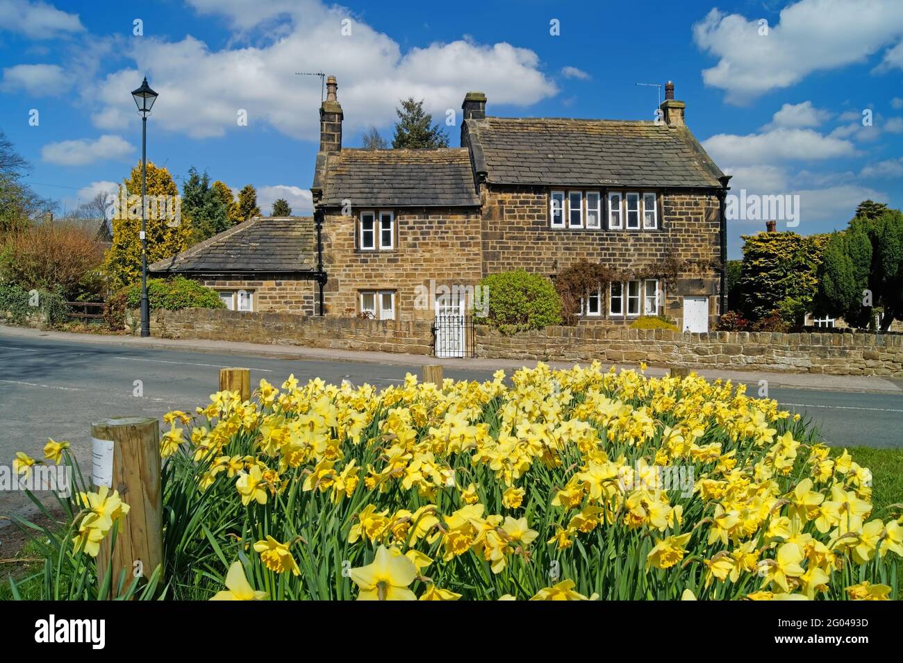 UK,West Yorkshire,Wakefield,Woolley Cottages next to The Green with ...