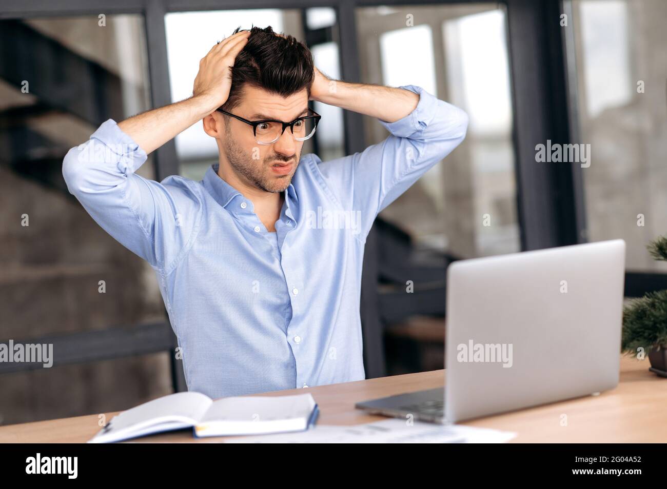 Upset angry shocked caucasian businessman, broker or ceo, wearing ...