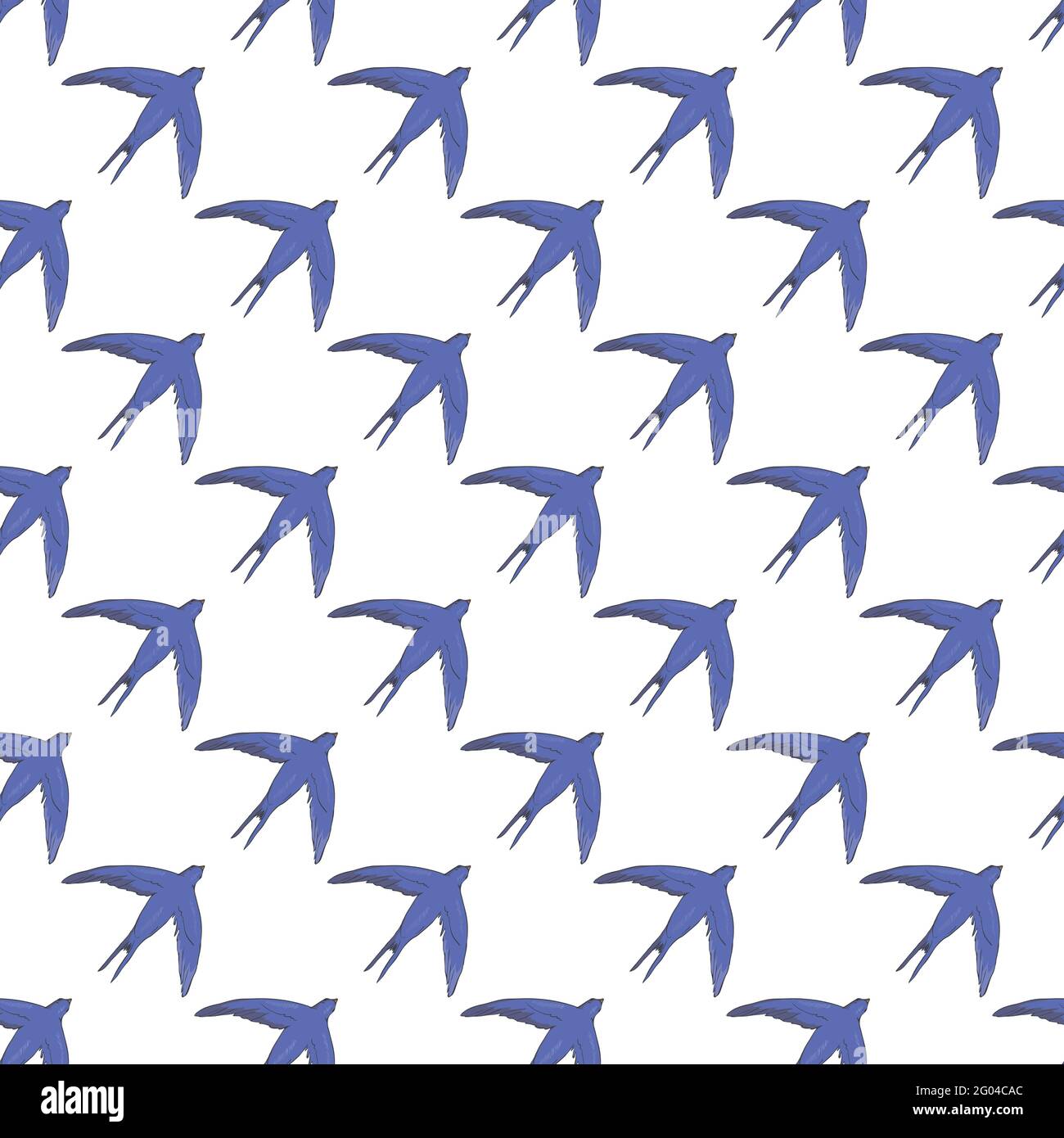 Seamless pattern of swallows on a white background. Birds fly in ...