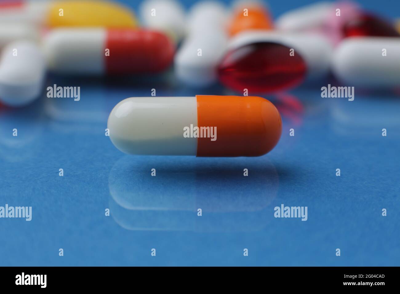 Colorful of tablets and capsules pill in blister packaging arranged ...